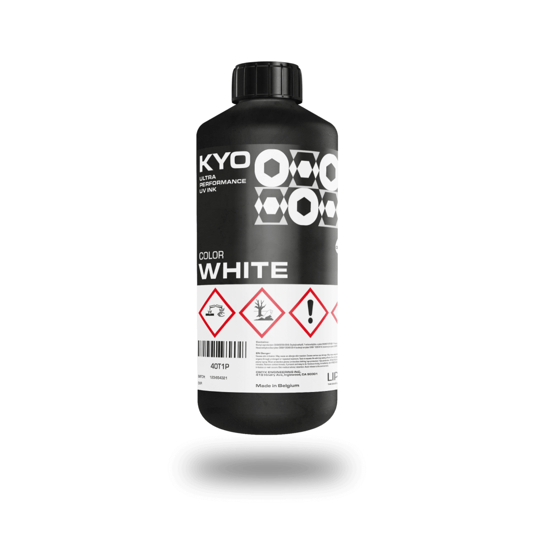 LIPLA KYO White, UV/LED Ink for Kyocera KJ4, 1000ml — CMYK Engineering